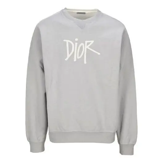Dior Graffiti Signature Printing Sweatshirt - Gray
