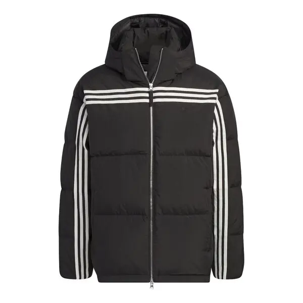 Adidas Originals Down Puffer Jacket With Stripes - Black