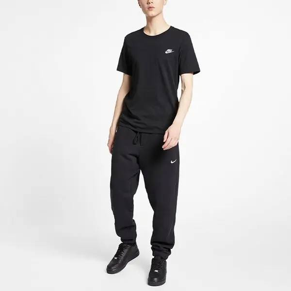 Nike Embroidered Logo Fleece Casual Sports Pants/trousers/joggers - Black