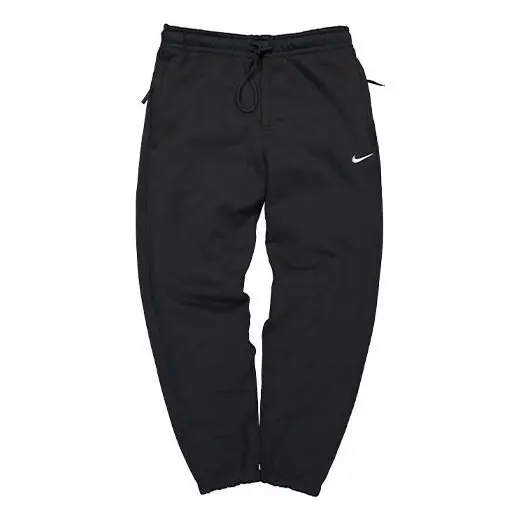 Nike Embroidered Logo Fleece Casual Sports Pants/trousers/joggers - Black