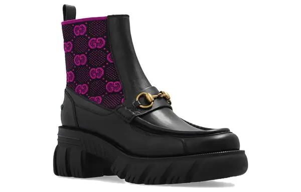 Gucci Horsebit Gg Jersey Ankle Boots