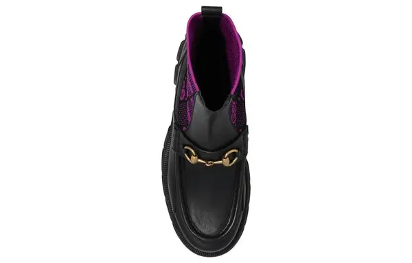Gucci Horsebit Gg Jersey Ankle Boots - Black/fuchsia