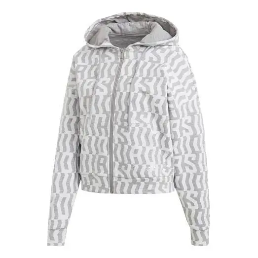 Adidas Hooded Zip-up Jacket With All-over Logo Print - Default Color