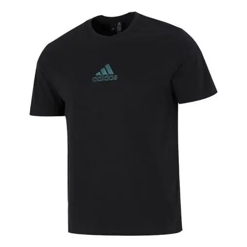 Adidas Minimalistic Alphabet Logo Printing Athleisure Casual Sports Round Neck Short Sleeve Black T-shirt - Default Color
