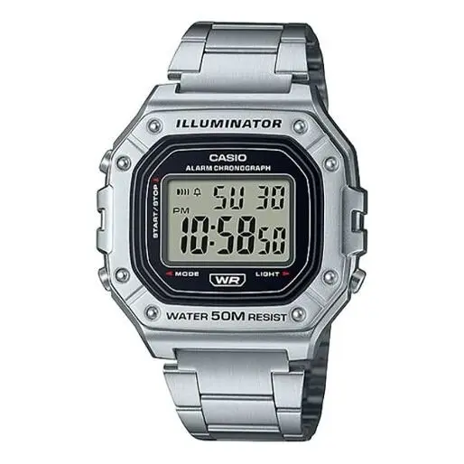 Casio Digital Multi-function Watch With Stainless Steel Band - Silver