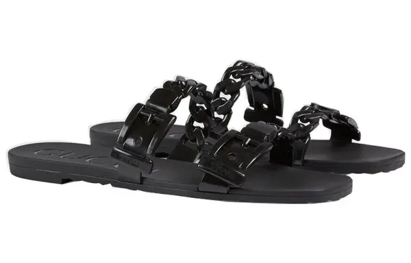 Gucci Rubber Slide Sandal With Buckle Detailing