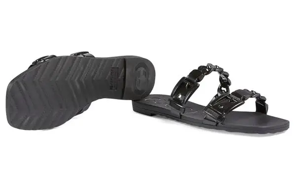 Gucci Rubber Slide Sandal With Buckle Detailing