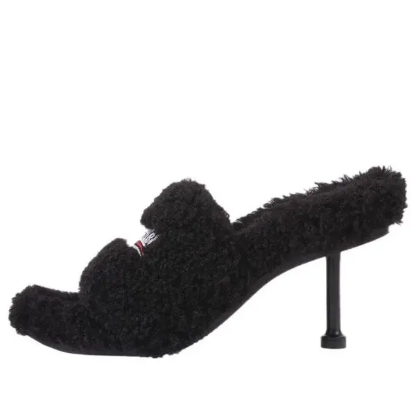 Balenciaga Furry Mules - Black