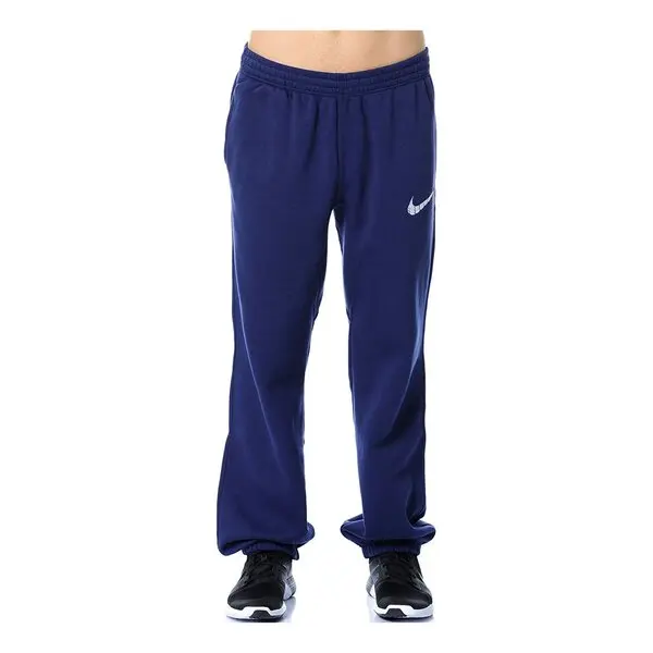Nike Club Swoosh Fleece Cuff Pants - Midnight Navy/white