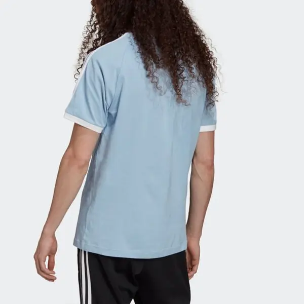 Adidas Originals Three-stripe Sport Round Neck Short Sleeve T-shirt - Light Blue