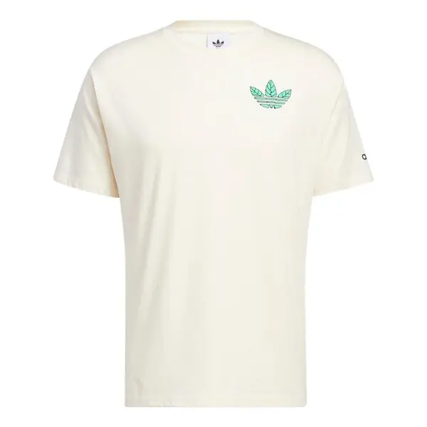 Adidas Originals Trefoil Leaves Back Large Logo Alphabet Printing Athleisure Casual Sports Short Sleeve Beige T-shirt - Default Color