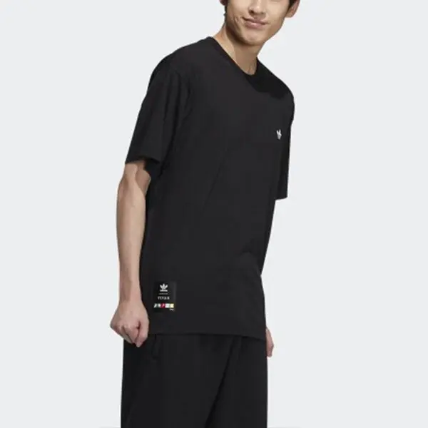 Adidas Originals Sports Leisure Back Print Round Collar Short Sleeve - Black