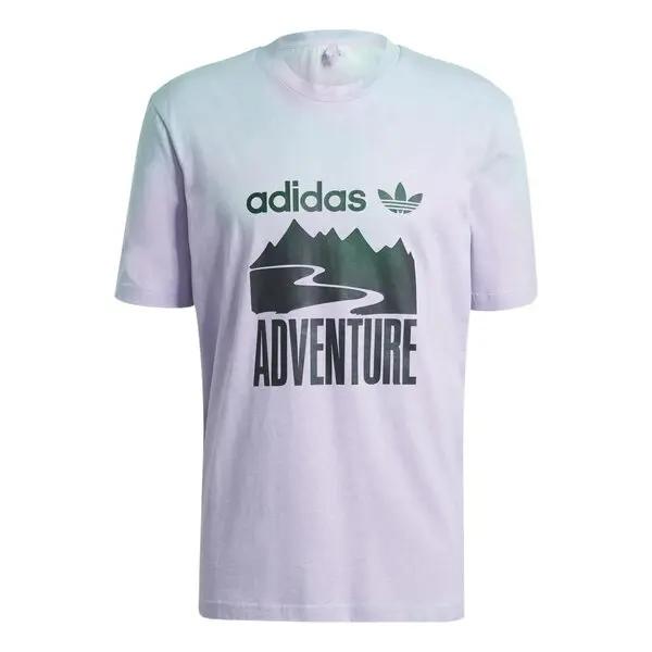 Adidas Originals Printing Round Neck Pullover Short Sleeve Purple - Default Color