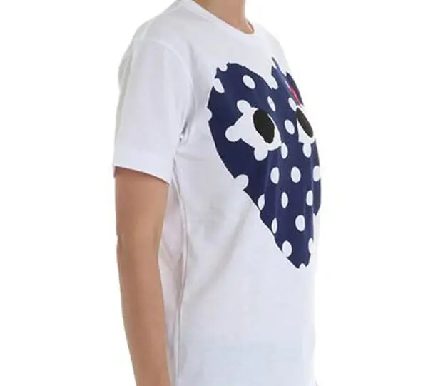 Play Comme Des Garcon Polka Dots Full Heart Short Sleeve Navy