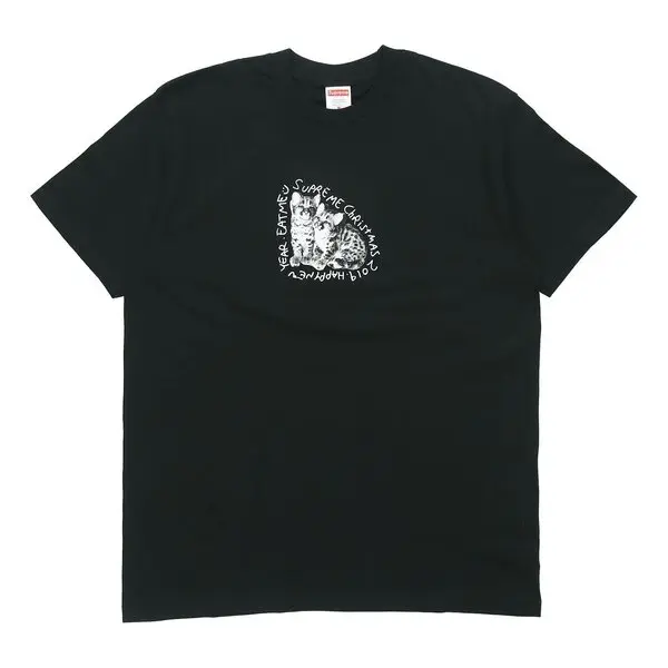 Supreme Fw19 Week 17 Eat Me Tee Kitten Printing Short Sleeve - Black