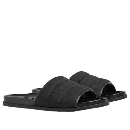 Gucci Padded Logo Slides - Black