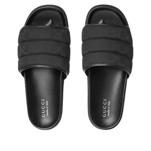 Gucci Padded Logo Slides - Black