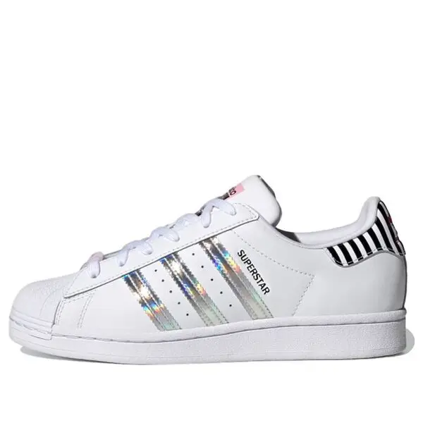 Adidas Superstar Sneaker With Iridescent Detailing - White/silver/black