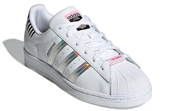 Adidas Superstar Sneaker With Iridescent Detailing - White/silver/black