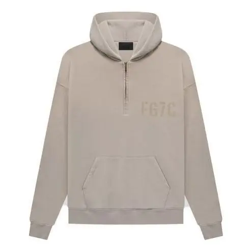Fear Of God L/s Half Zip Hoodie 'vintage Paris Sky - Beige