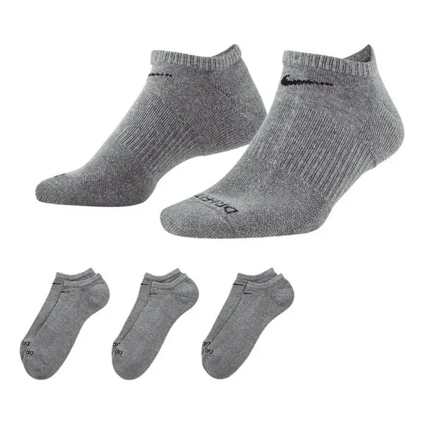 Nike 3 Pack Everyday No Show Cushion Socks - Grey/black