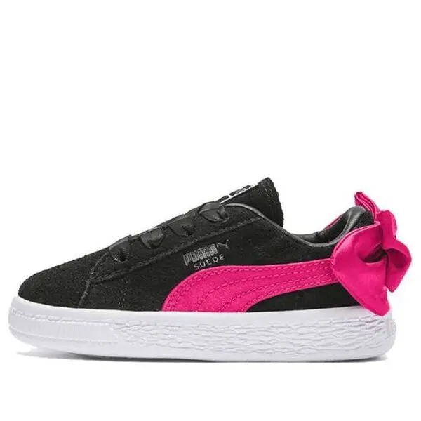 PUMA Suede Bow Detail Sneakers - Black/pink/white