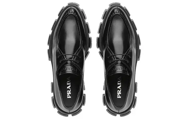 Prada Monolith Pattern Calf Pointy Derby Shoes