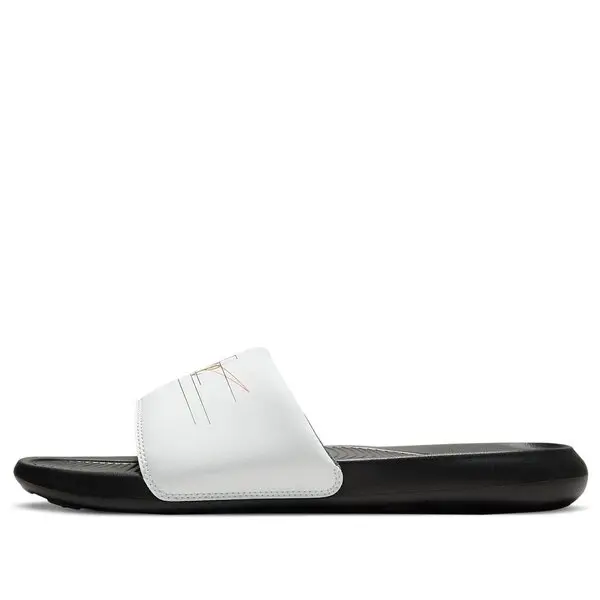 Nike Victori One Printed Slide - Black/white/metallic Gold