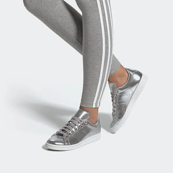 Adidas Stan Smith Metallic Leather Sneakers - Silver
