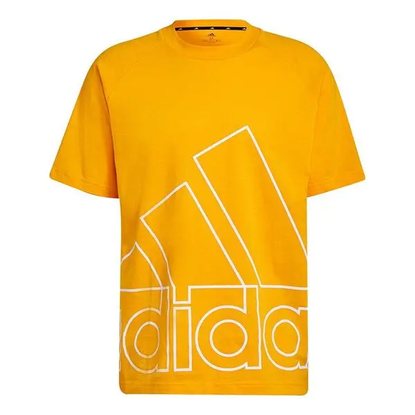 Adidas U Big Logo Printing Round-neck Short Sleeve T-shirt - Orange
