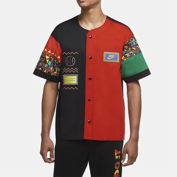 Nike Geometry Pattern Splicing Design Short Sleeve Jacket