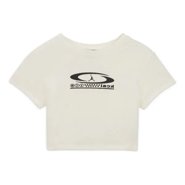 JORDAN X Travis Scott Cropped T-shirt 'sail - Sail/black