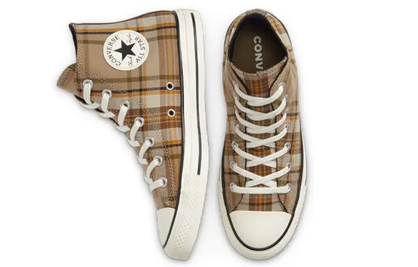 CONVERSE Chuck Taylor All Star Plaid High Top Sneakers - Khaki