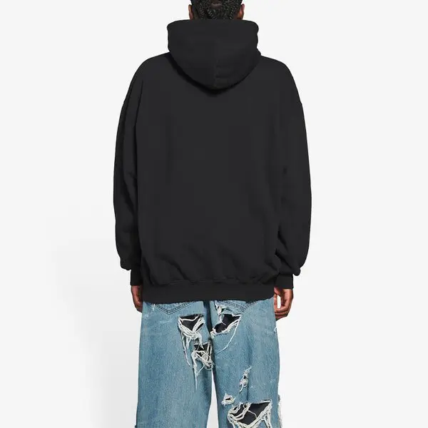 Balenciaga Bb Pixel Fleece Drawstring Hoodie - Black