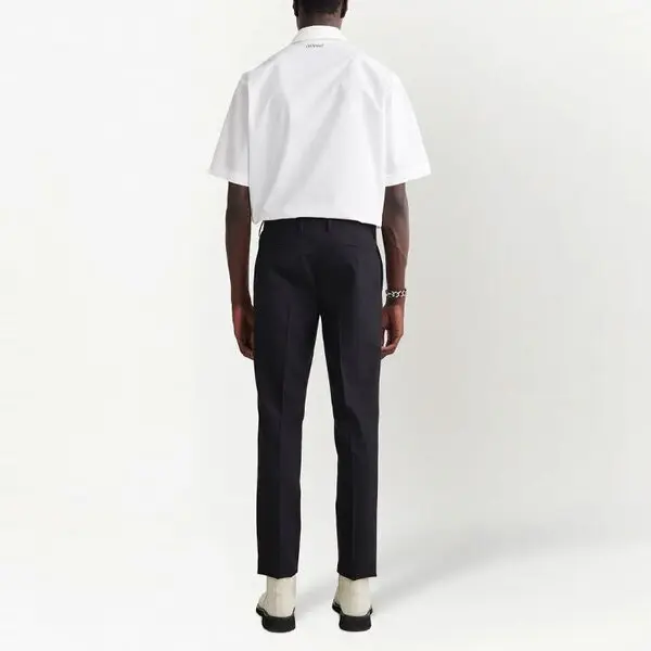 Off-White Solid Color Alphabet Printing Straight-leg Casual Trousers - Default Color
