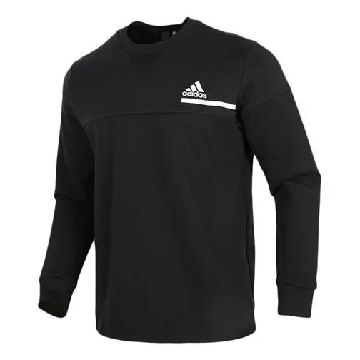 Adidas Logo Stamping Sports Casual Crewneck Sweatshirt - Black