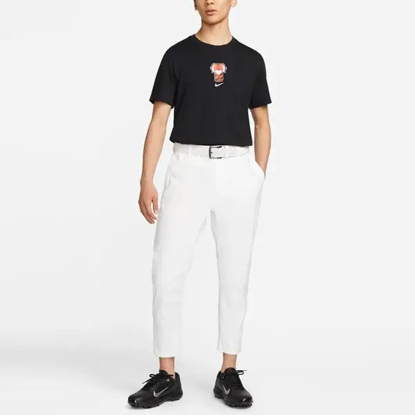 Nike Logo Tiger Head Printing Round Neck Pullover Short Sleeve Black