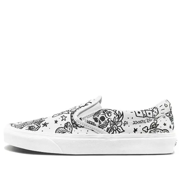 VANS Classic Slip-on 'u-color' Low Top Sneakers - White/black