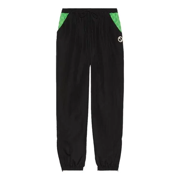 Gucci Nylon Track Trousers With Monogram Detail - Black
