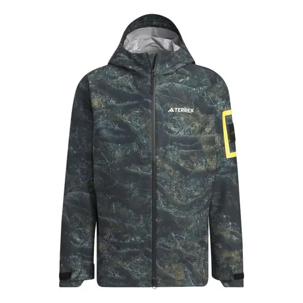 Adidas National Geographic Allover Print Rain.rdy Jacket - Silver Pebble