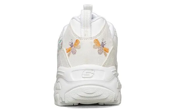 Sketchers D'lites 1.0 Low Top Sneakers With Floral Embroidery - White