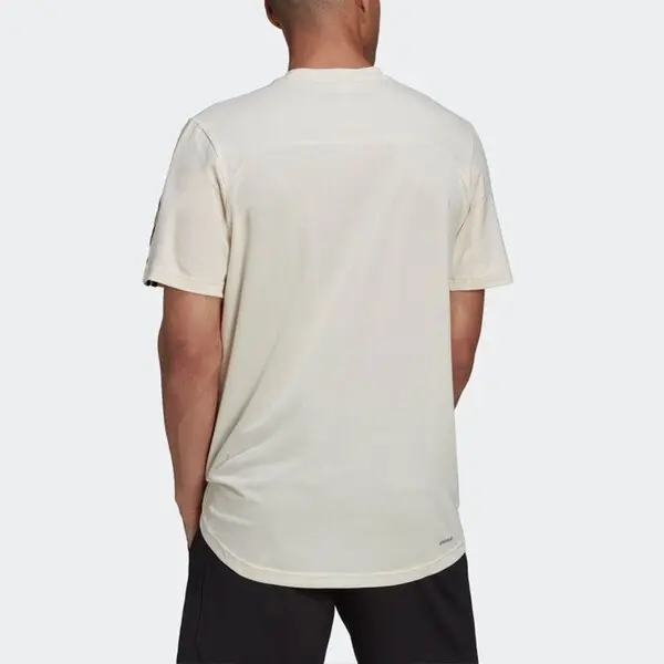 Adidas Logo Printing Solid Color Stripe Casual Short Sleeve White - Multi-color