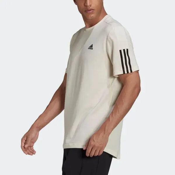 Adidas Logo Printing Solid Color Stripe Casual Short Sleeve White - Multi-color