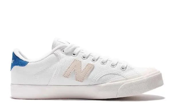 NEW BALANCE White Blue Lace-up Canvas Sneakers