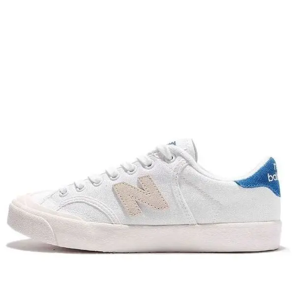 NEW BALANCE White Blue Lace-up Canvas Sneakers