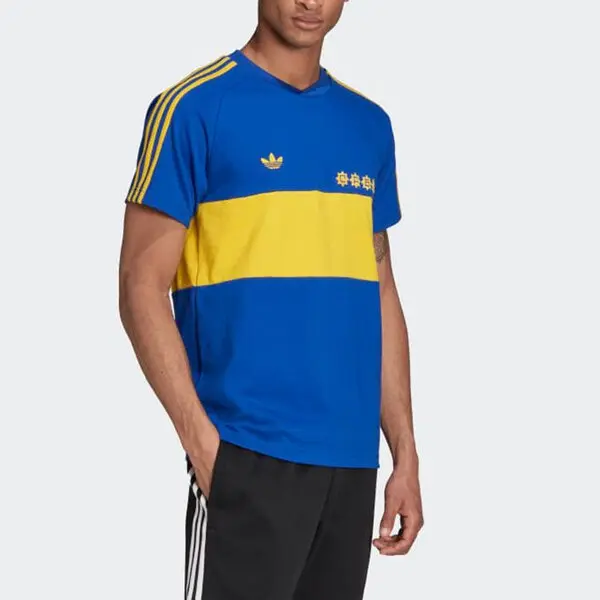 Adidas Originals Colorblock Back Alphabet Printing Short Sleeve Blue - Multi-color