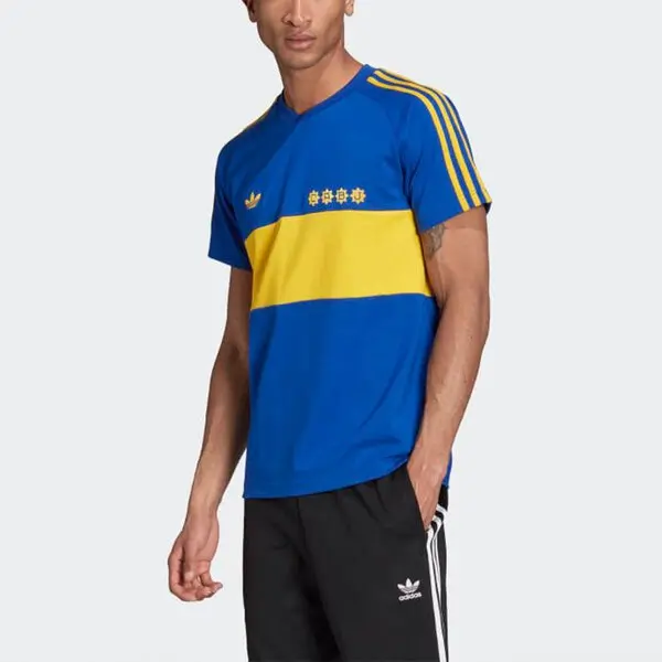 Adidas Originals Colorblock Back Alphabet Printing Short Sleeve Blue - Multi-color