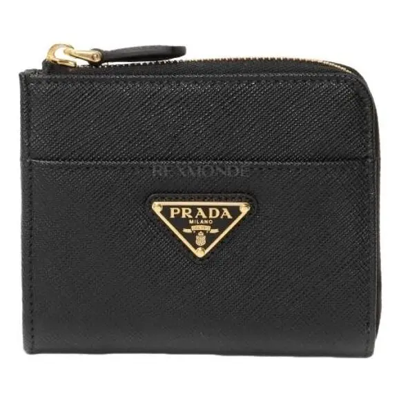 Prada Ss26 Small Saffino Leather Zipper Wallet - Black