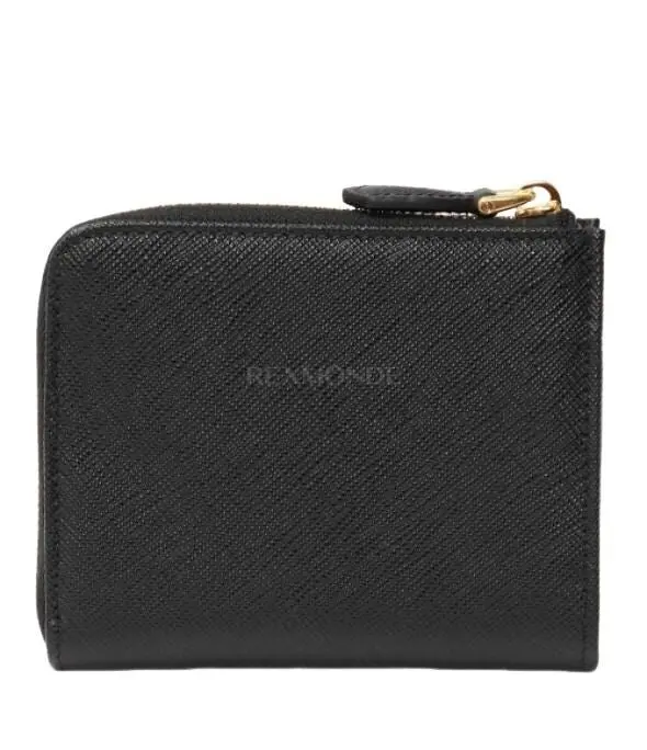 Prada Ss26 Small Saffino Leather Zipper Wallet - Black