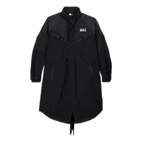 Nike X Sacai Funnel-neck Oversized Shell Trench Coat - Black